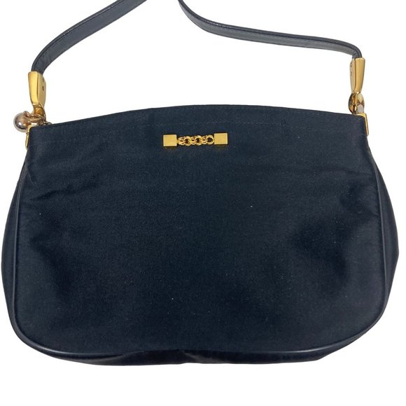 Koret | Bags | Koret Black Baguette Shoulder Bag Gold Tone Hardware Red ...